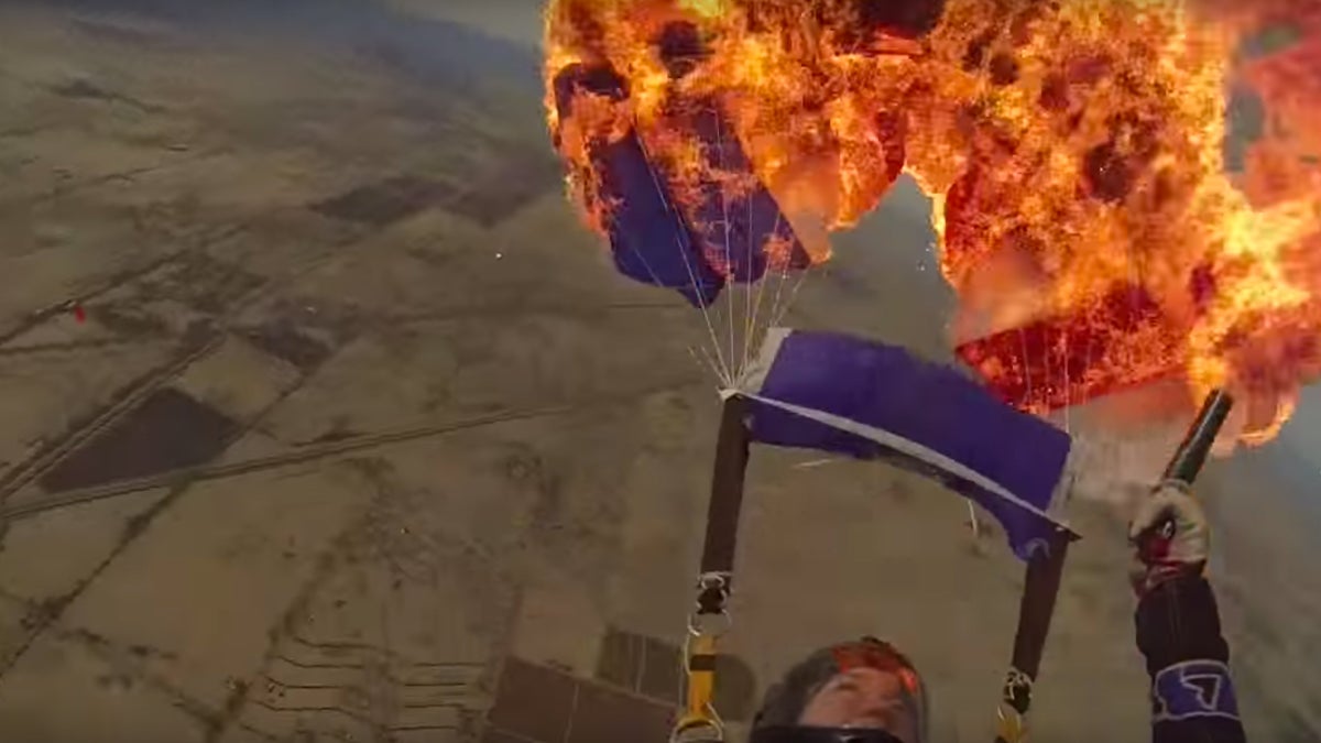WATCH: Skydiver Burns Parachute Midflight