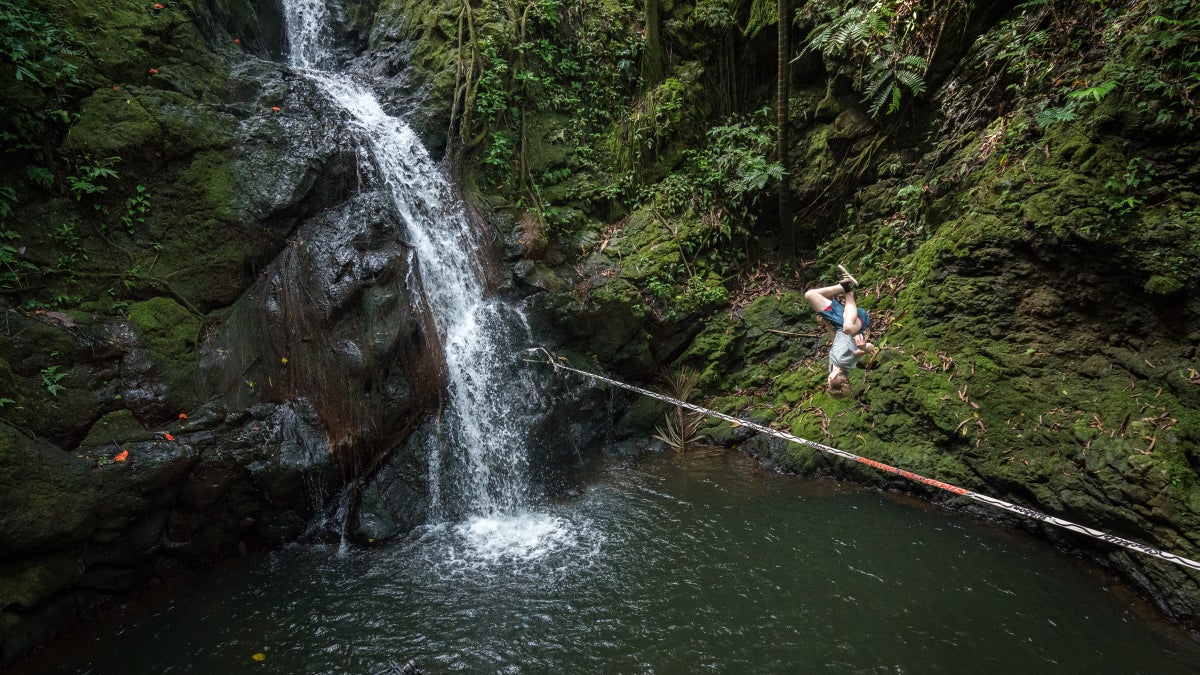 Why Slackline in a Gym When You Could Slackline Over a Waterfall in ...