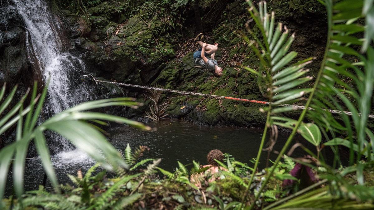 Why Slackline in a Gym When You Could Slackline Over a Waterfall in ...