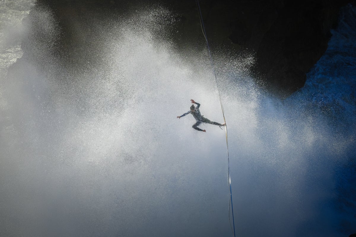 Slacklining Through the Waves of Nazaré - Outside Online