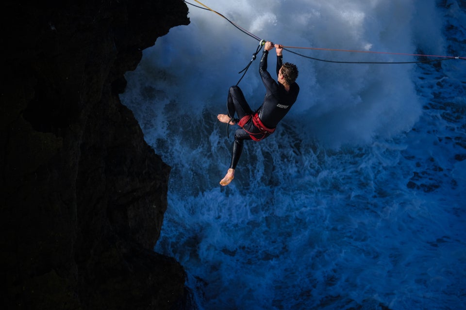 Slacklining Through the Waves of Nazaré - Outside Online