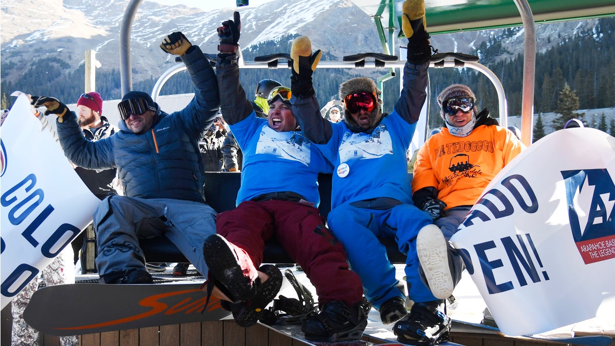 These Snowboarders Ride the First Chair of the Season Every Year