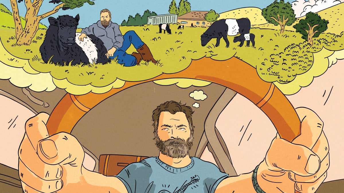 Nick Offerman Would Rather Be Washing Cow Butts