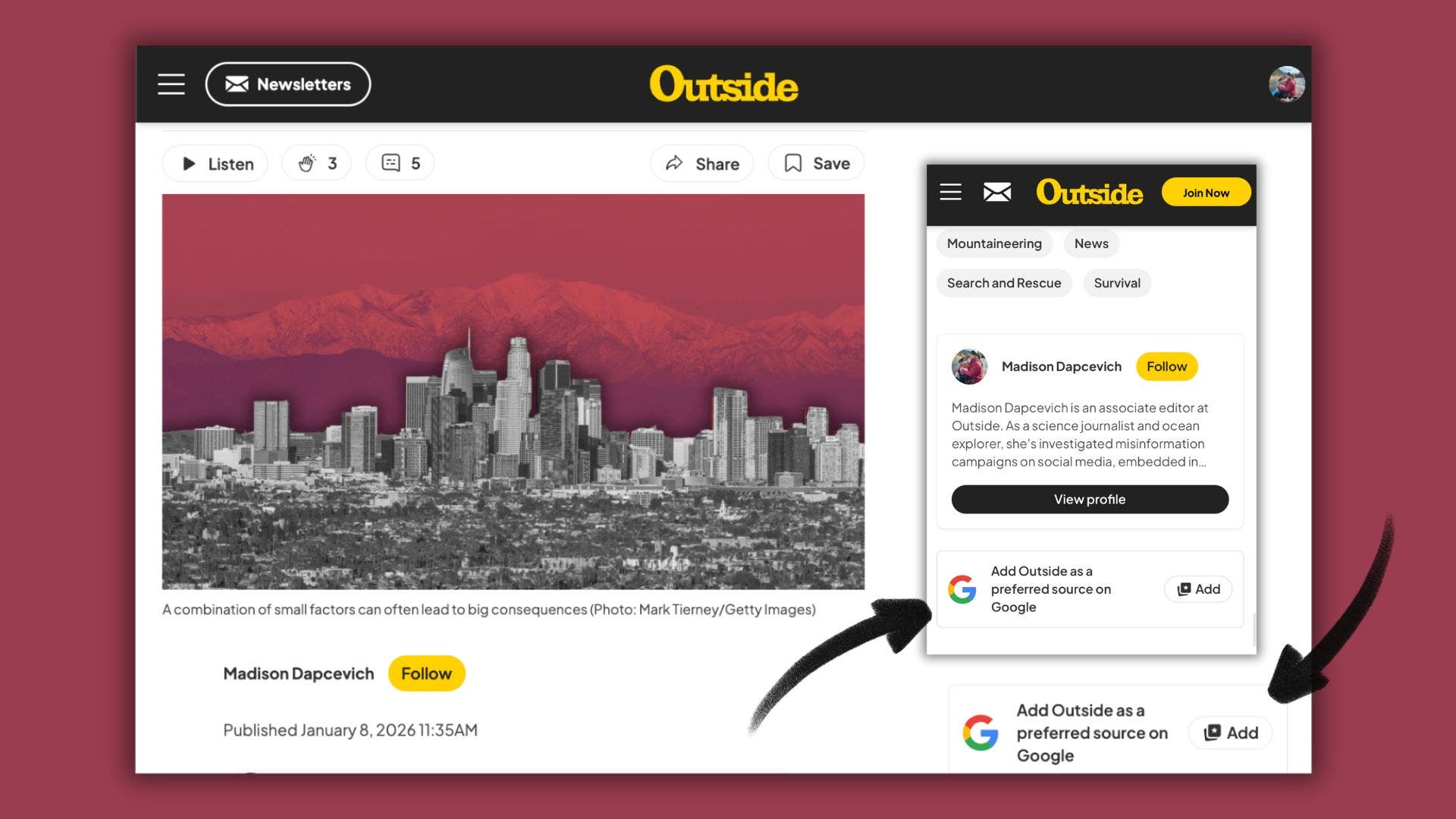 How to Add Outside as a Top Google Source